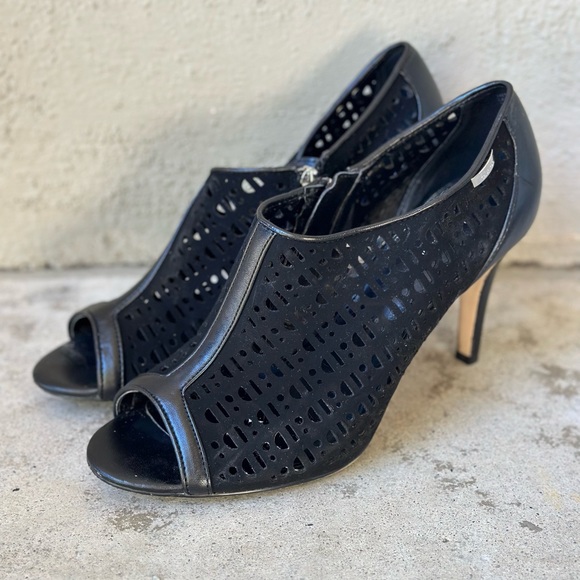 Calvin Klein | Shoes | Calvin Klein Black Open Toed Heels With Side ...